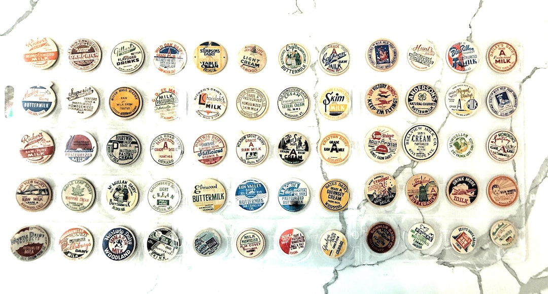 Large Collection of Cardboard Milk & Cream Bottle Caps for Vintage ...