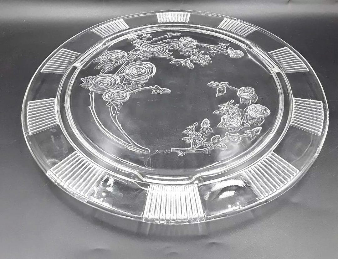 Federal Glass Sharon Clear (cabbage Rose) 11-1/4" Footed Cake Plate ...
