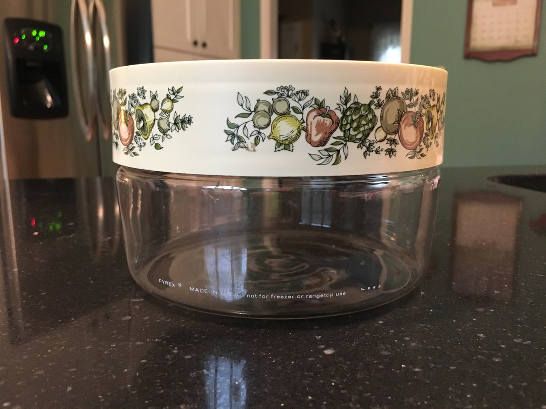 Pyrex Store N' See Glass Jar Canister W/spice of Life Lid - Round, 5-3/ ...