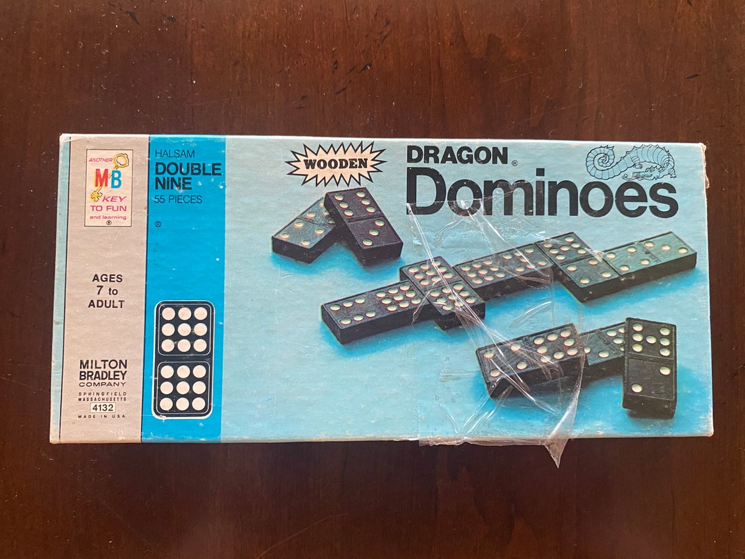 Wooden Dragon Double Nine Dominoes - 1970 Milton Bradley - COMPLETE Set ...