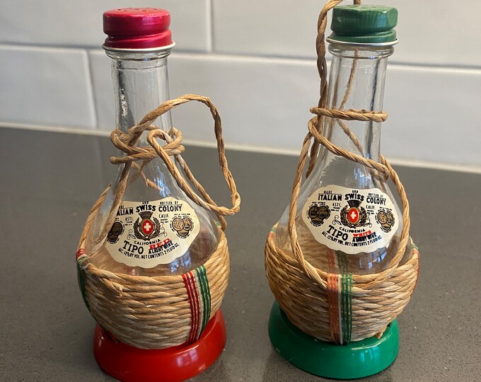 Vintage Italian Swiss Colony California Red Wine Bottle Salt & Pepper ...