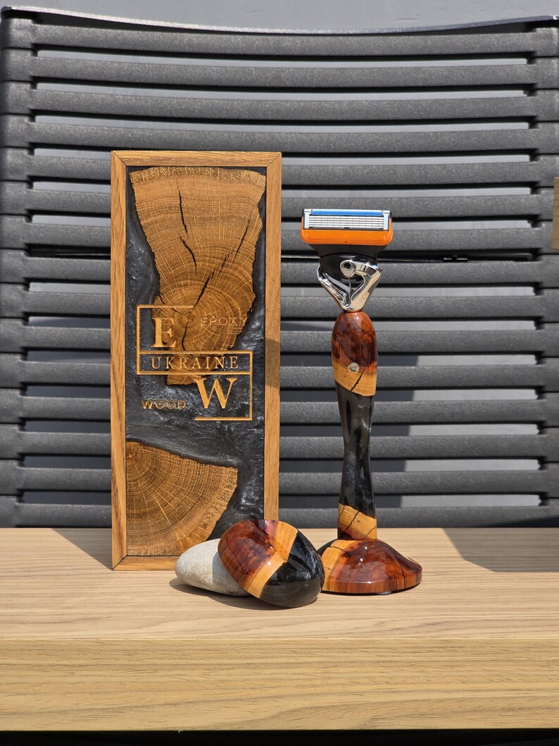 Black Epoxy and Oak Wood Razor, Handcrafted Safety Razor, Unique Men’s ...