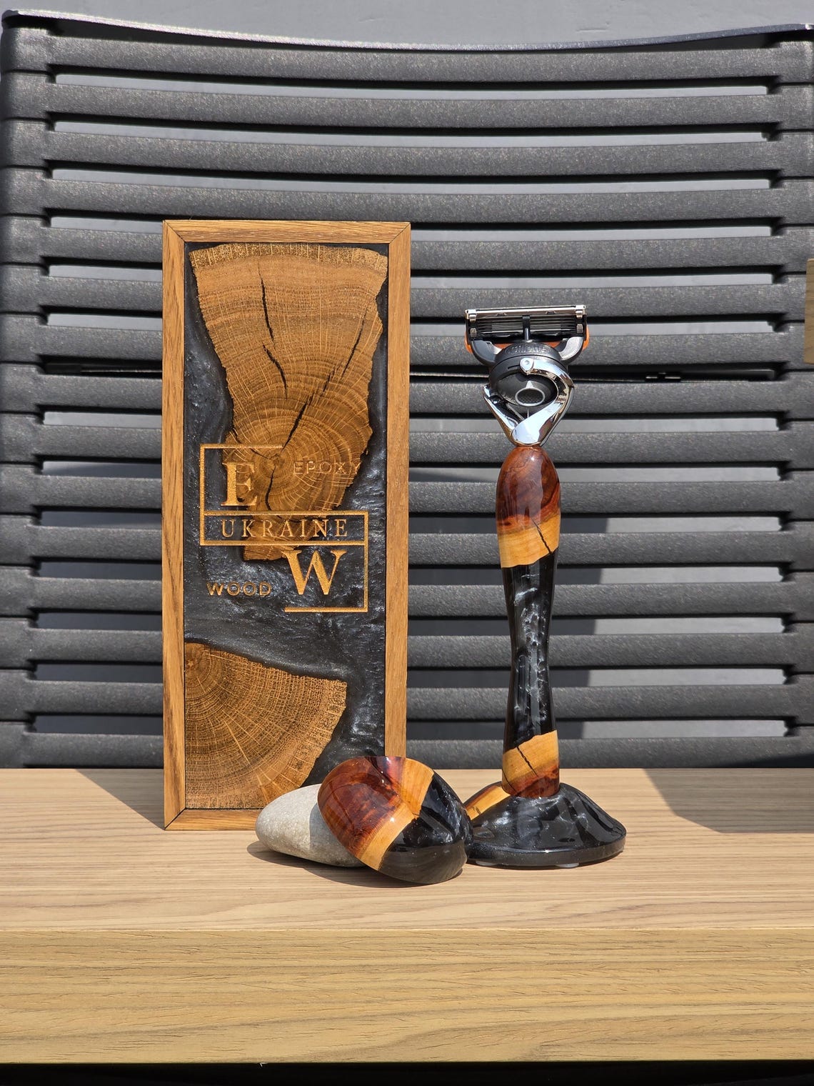 Black Epoxy and Oak Wood Razor, Handcrafted Safety Razor, Unique Men’s ...