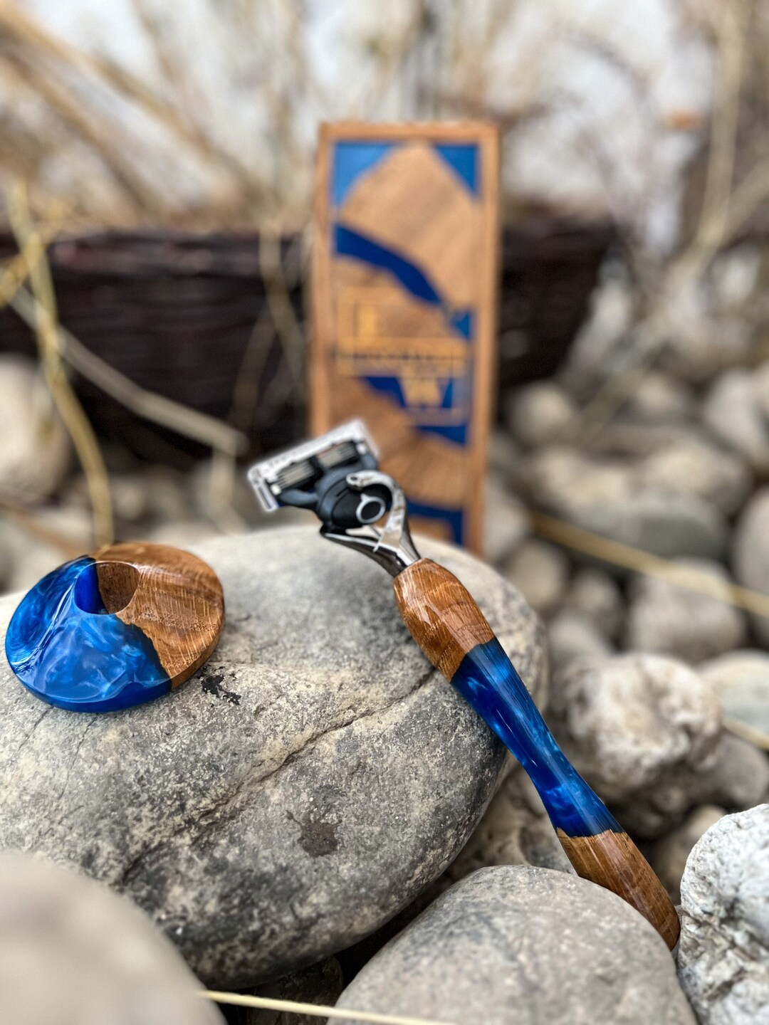 Wood and Resin Razor, Gift Set, Shaving Accessories, Fusion 5, Personal ...