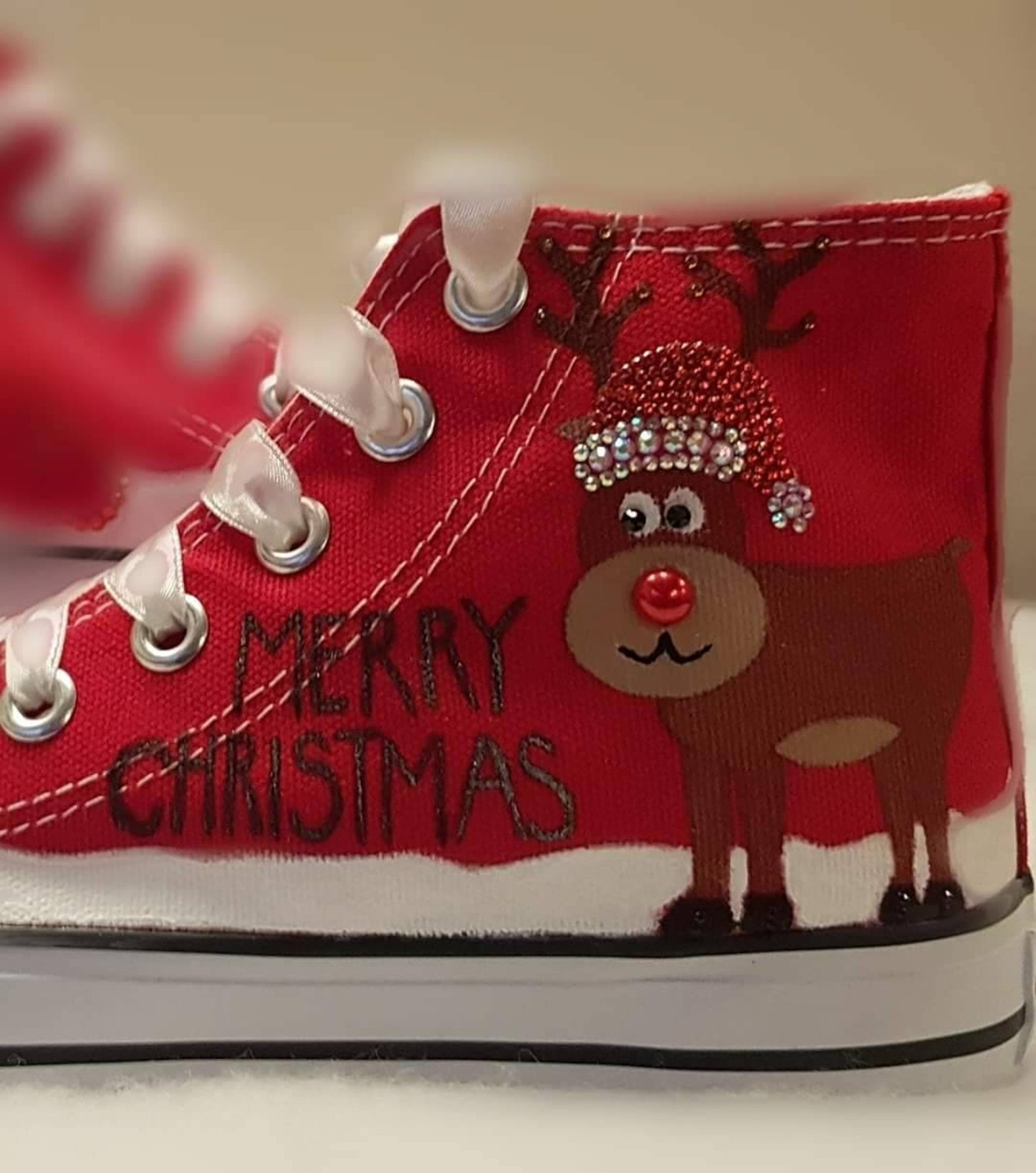 Christmas shoes custom Christmas trainers Red high top | Etsy