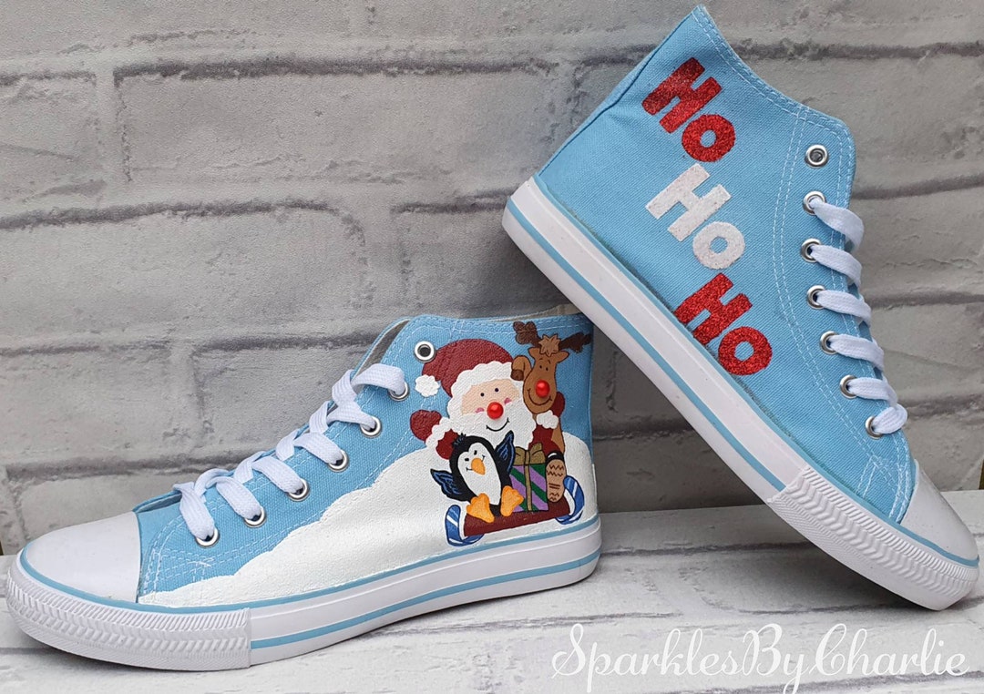 Christmas Shoes, Santa Claus High Tops, Hightop Converse, Xmas Trainers ...