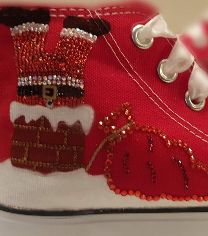 Christmas Shoes, Custom Christmas Trainers, Red High Top Canvas Shoes ...