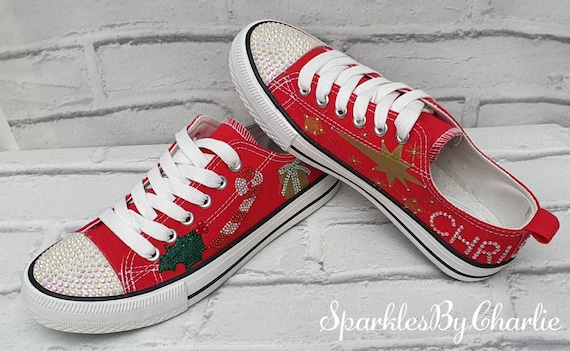 Christmas shoes Xmas trainers low top Converse trainers | Etsy