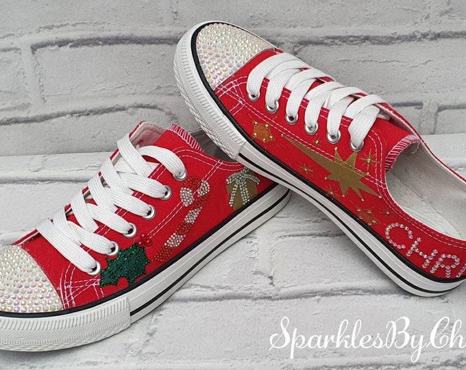 Christmas Shoes, Xmas Trainers, Low Top Converse Trainers, Christmas ...