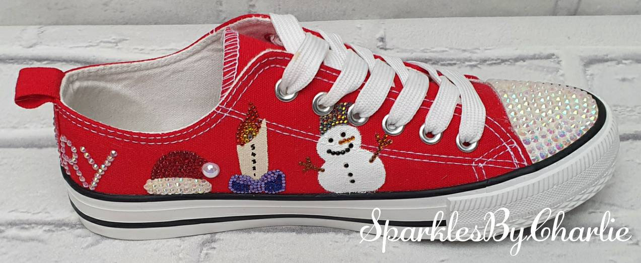 Christmas shoes Xmas trainers low top Converse trainers | Etsy