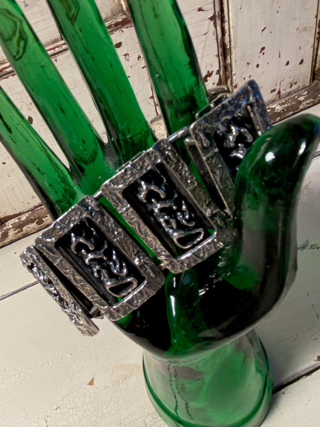 Guy Vidal Brutalist, Modernist Chunky Pewter Bracelet Absolutely ...