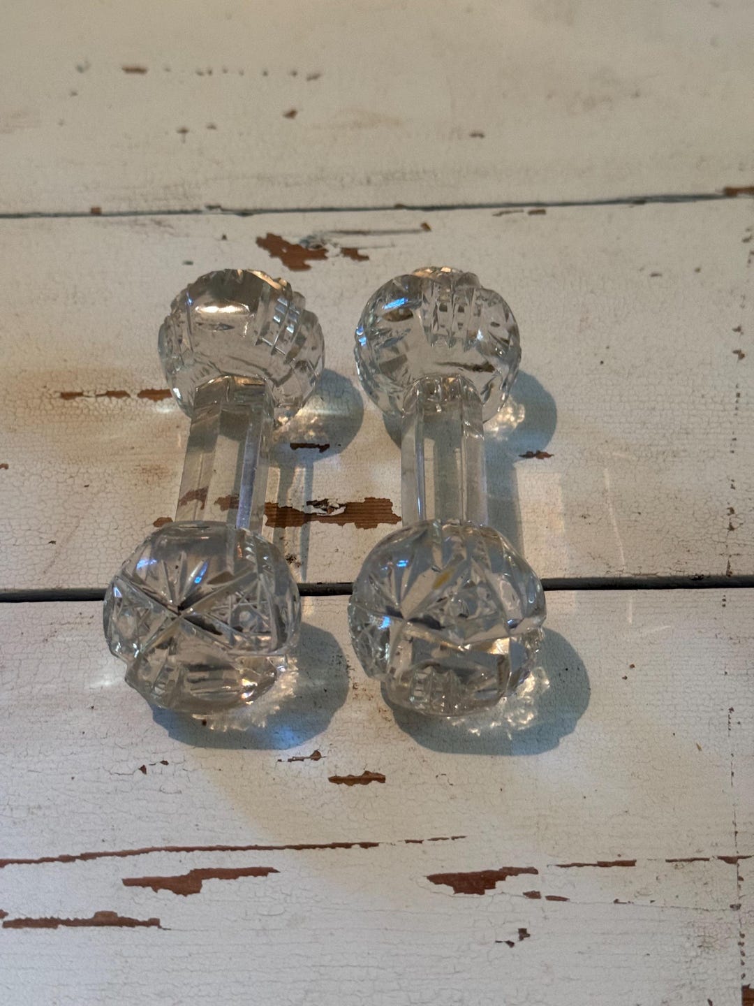 Vintage 4 1/4” Crystal Dumbell Knife Holder Set/2 Read Listing - Etsy