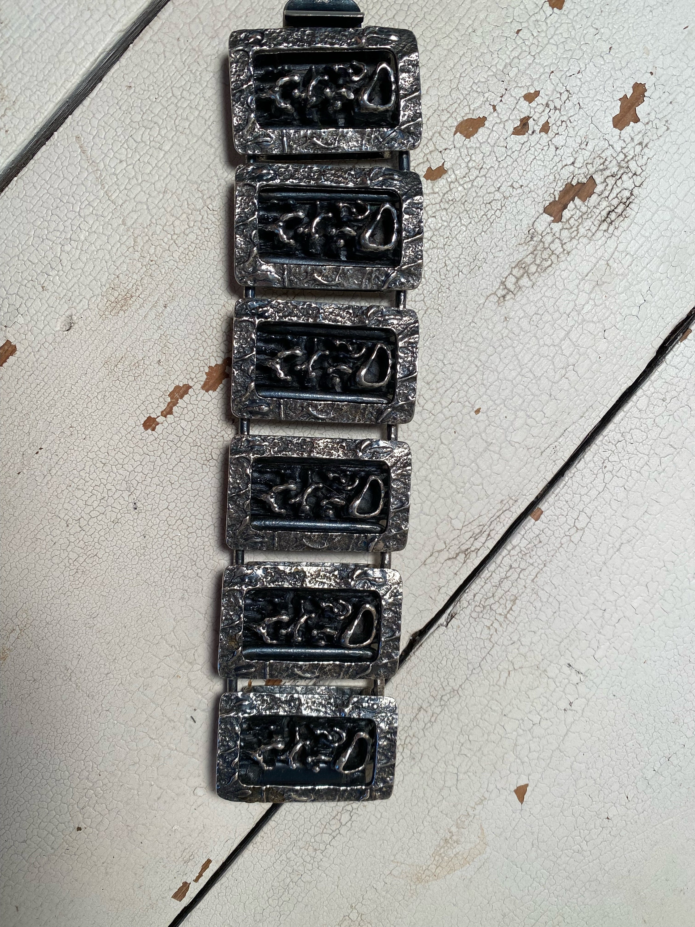 Guy Vidal Brutalist, Modernist Chunky Pewter Bracelet Absolutely ...
