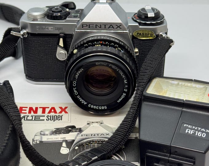 Pentax ME Super 35mm Film Camera Bundle Excellent Plus W/50mm Lens ...