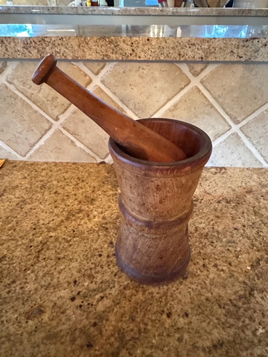 Rare 6” Wooden Morter and Pestle Set Super Cool. - Etsy