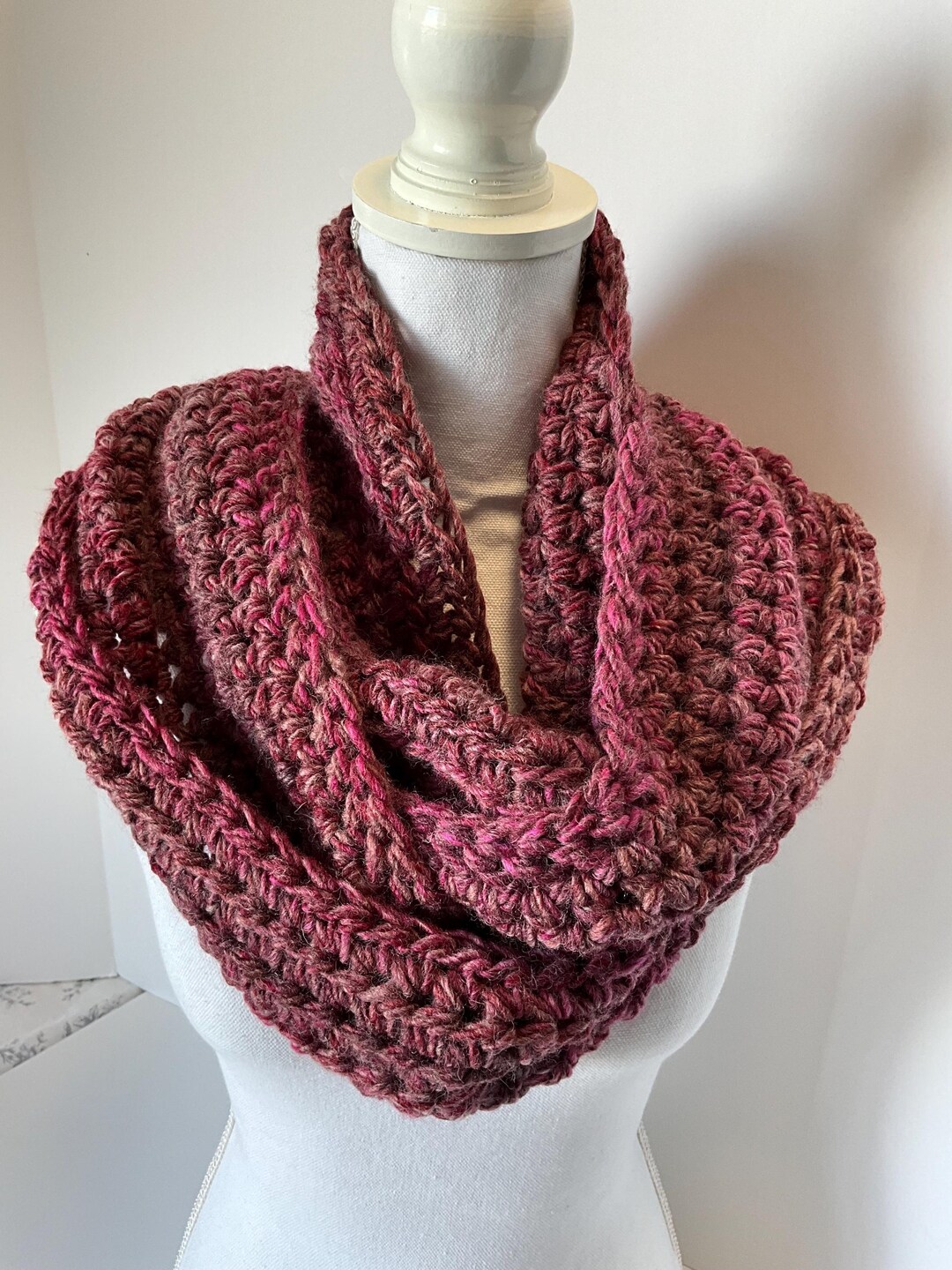 NEW for 2024 Extra Long Handmade Wool Blend Infinity Scarf in Shades of ...