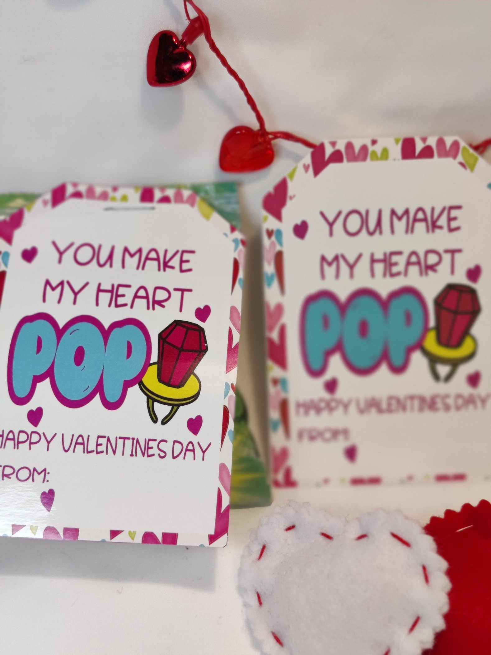 Ring Finger Pop, Pink and Blue You Make My Heart Pop, Valentine's ...