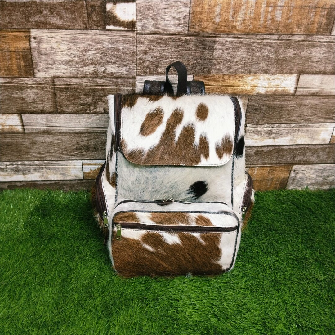 Cowhide Backpack Bag Cow Hide Bag Leather Backpacks School Bag - Etsy