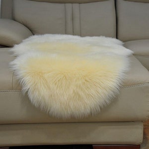 Genuine Sheepskin Rug Single Pelt Ivory White Sheep Skin Rug Sheepskin ...