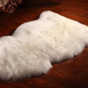 Genuine Sheepskin Rug Single Pelt Ivory White Sheep Skin Rug Sheepskin ...
