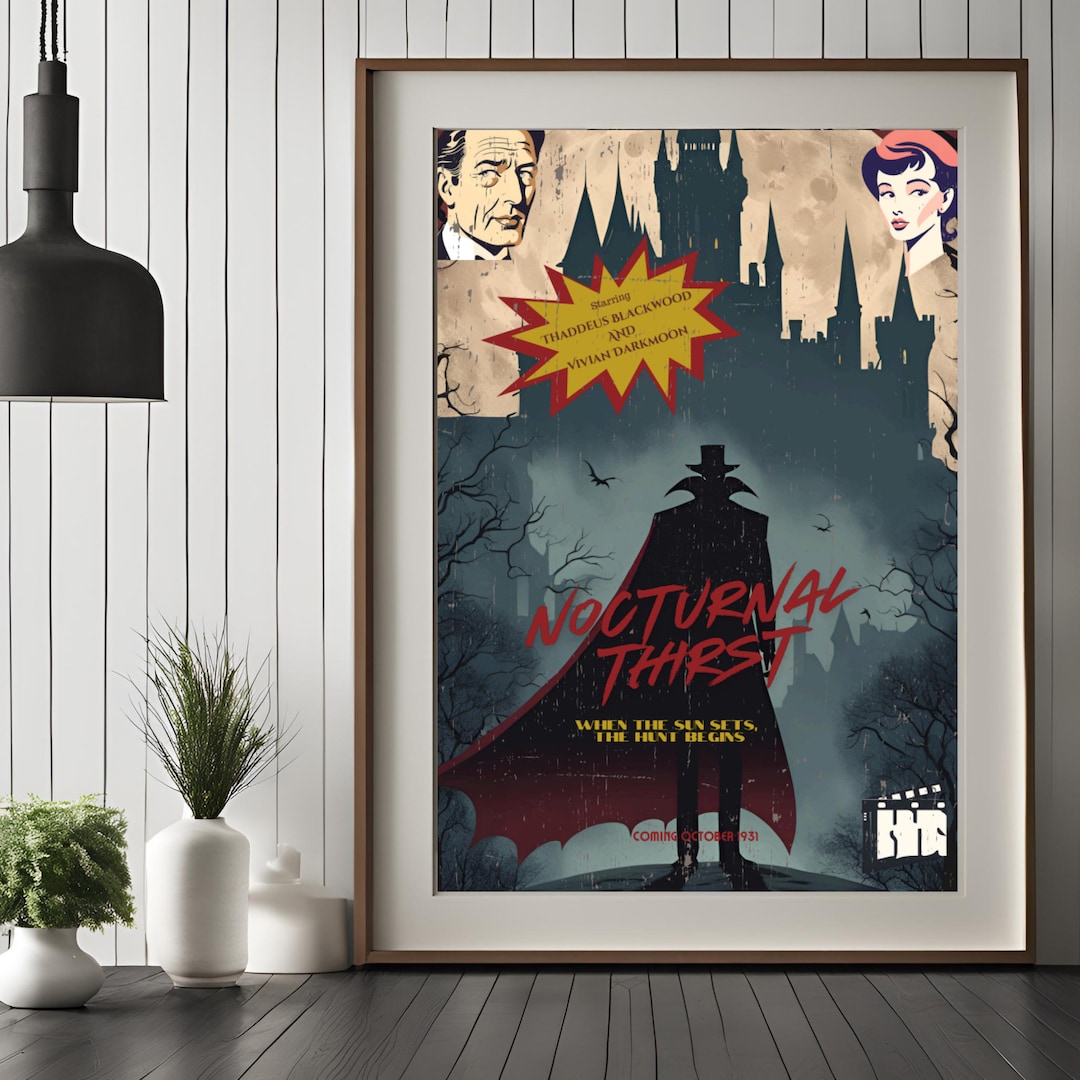 Vintage Vampire Movie Poster, Gothic Wall Art, Halloween Decor, Horror ...