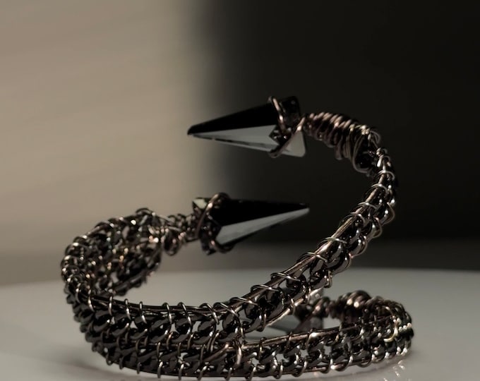 3 Spiked Head Cuban Link Bracelet Made With Swarovski Crystals ( 8inch ...