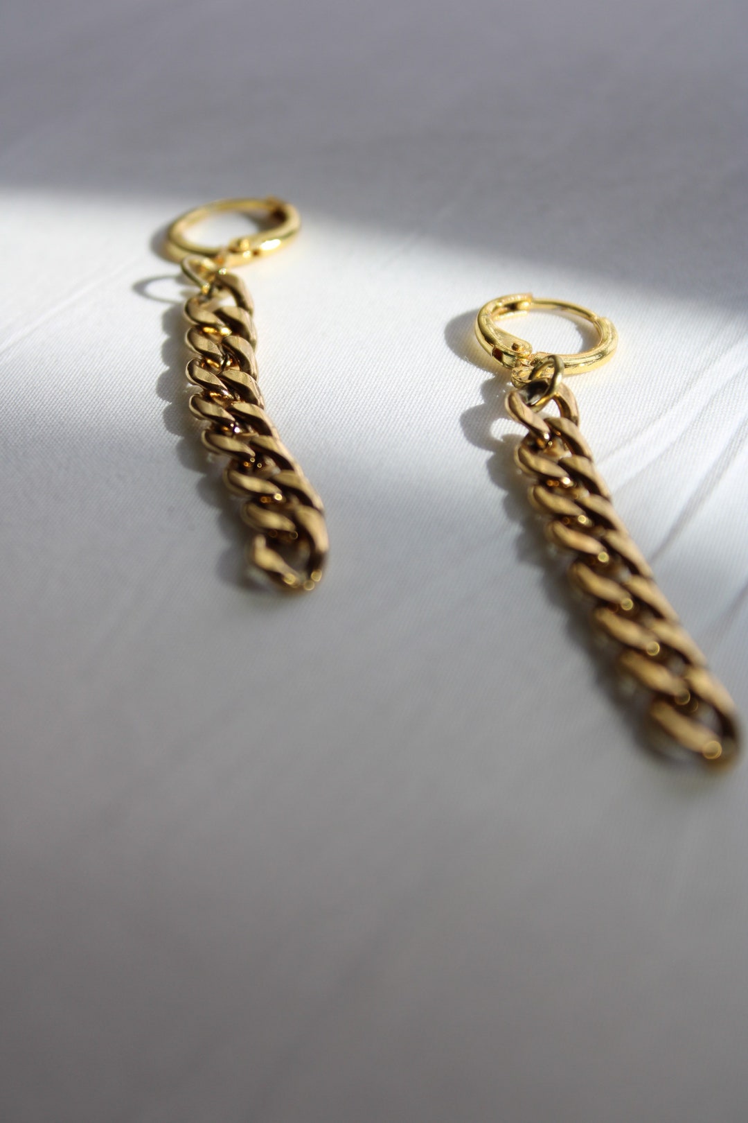 Cuban Link Hoop Earrings - Etsy