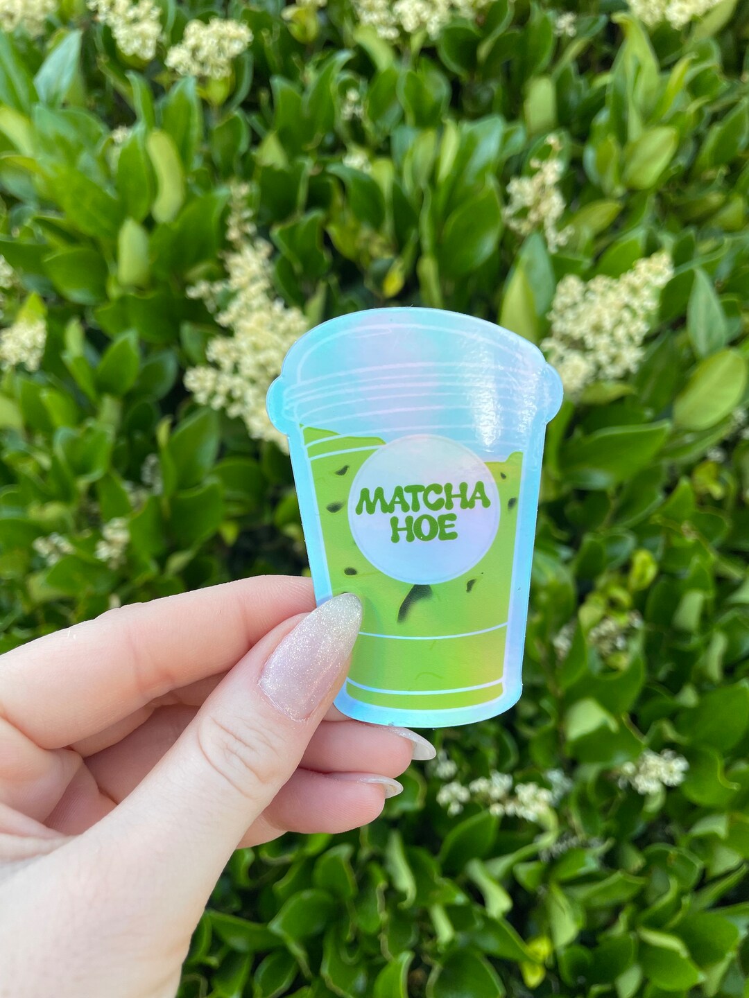 Holographic Iced Matcha Hoe Sticker - Etsy