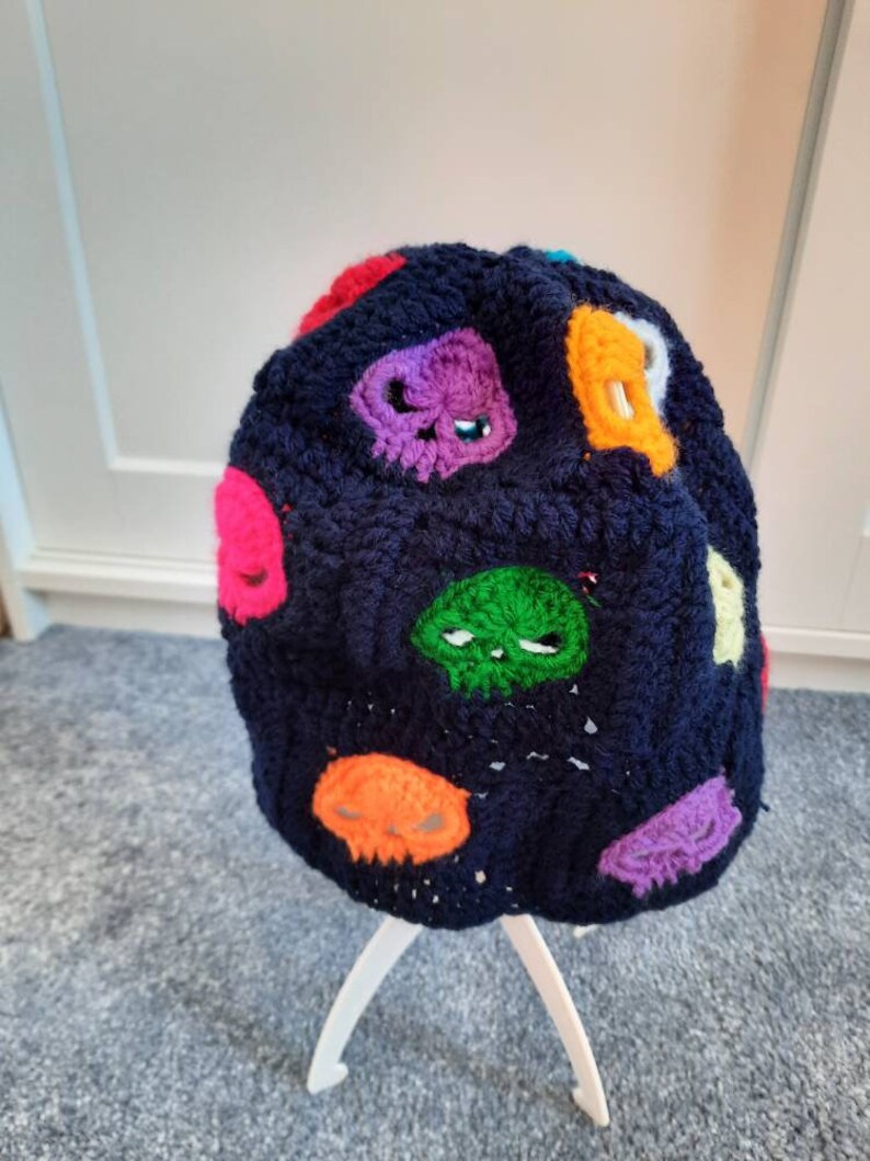 Crochet Skull Granny Square Beanie - Etsy