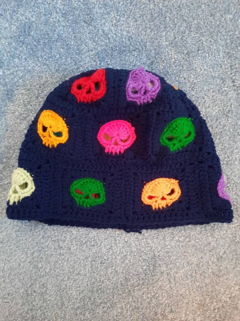 Crochet Skull Granny Square Beanie - Etsy