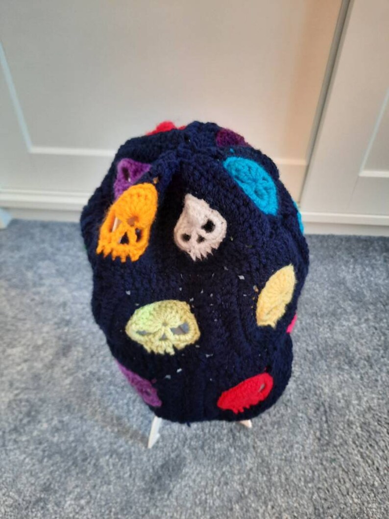 Crochet Skull Granny Square Beanie - Etsy