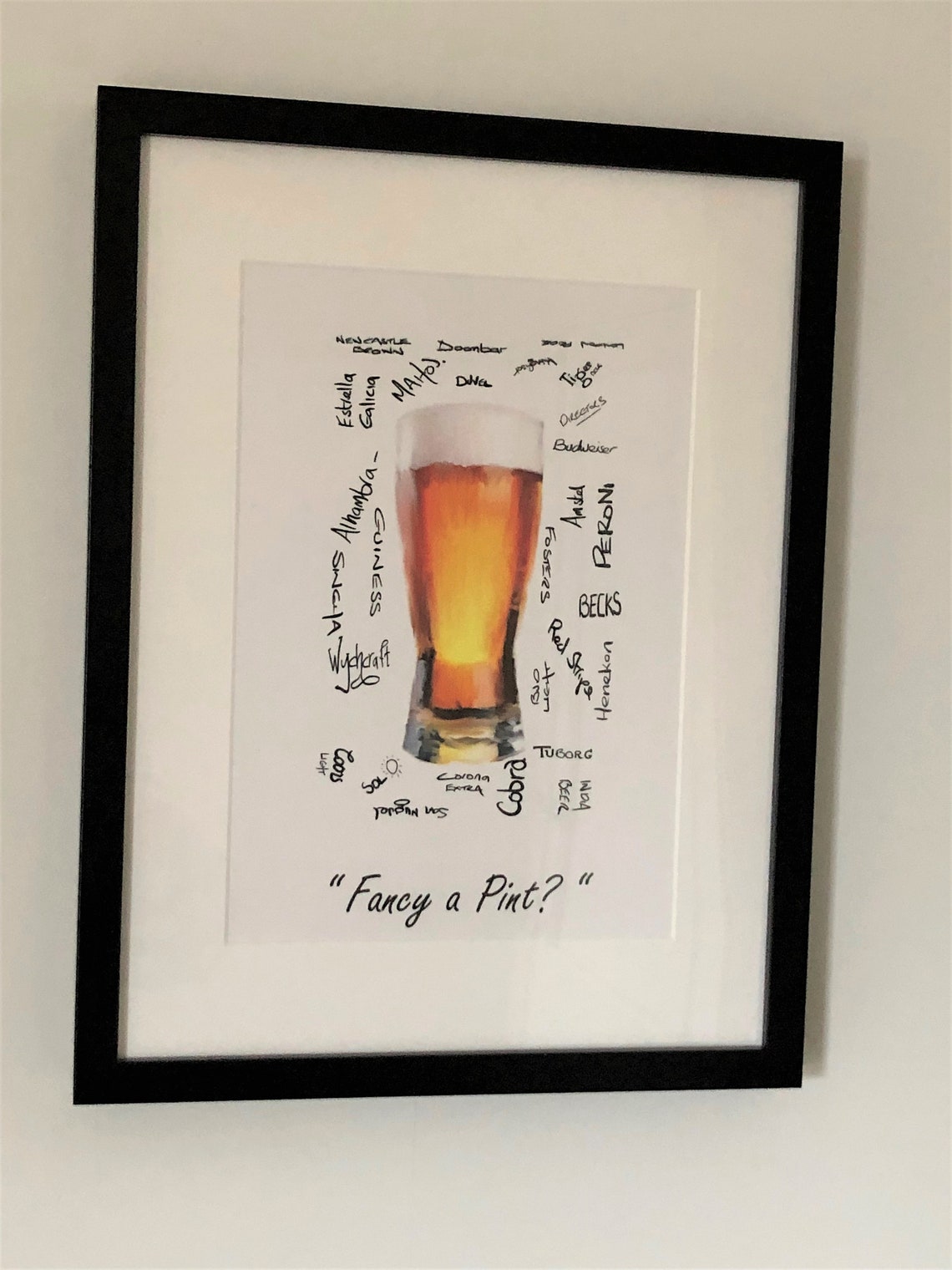Beer Glass Word Art Print - Etsy