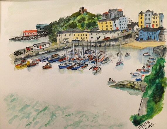 Tenby Harbour Watercolour Print | Etsy