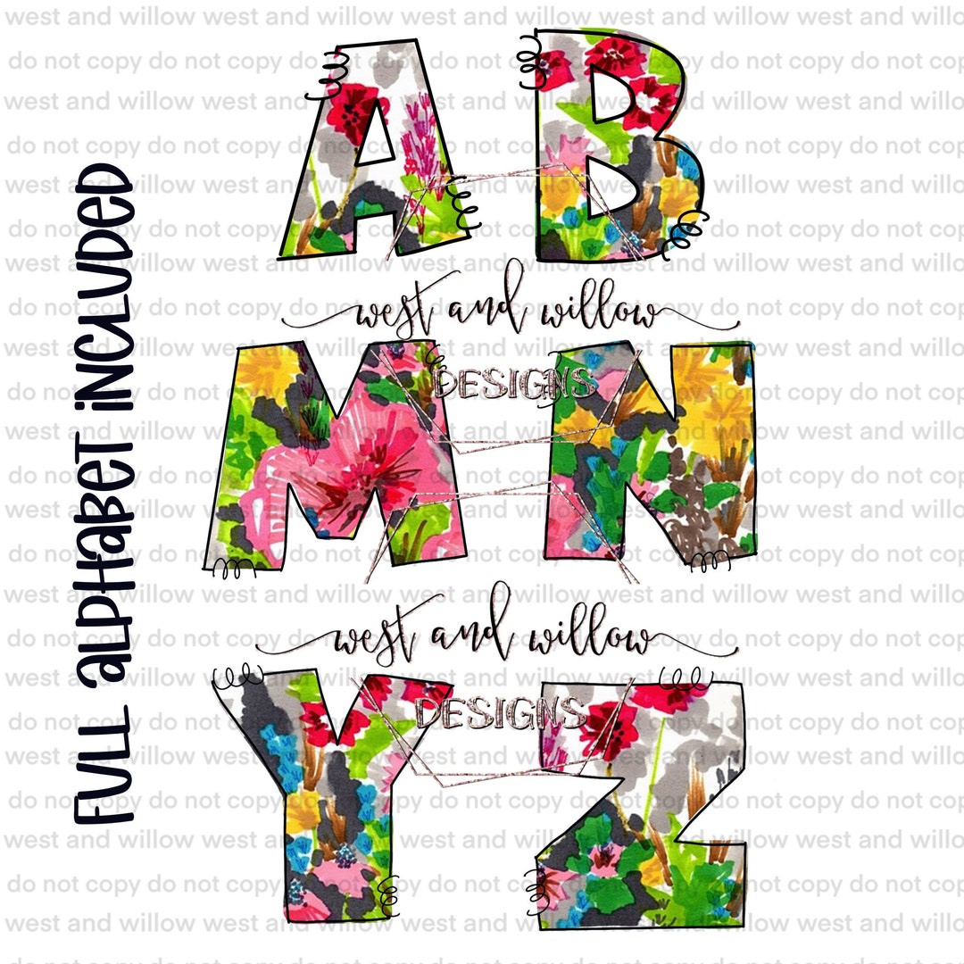 Pretty Floral Alphabet Pack, Watercolor Floral Alphabet, A-Z Alphabet ...