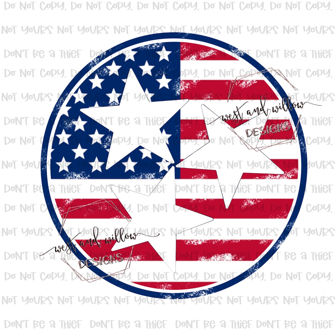 Patriotic Tri Star Tennessee Red White and Blue TN Tristar - Etsy