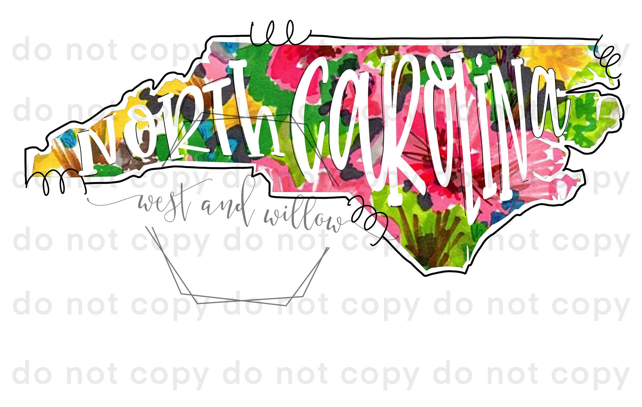 North Carolina NC State North Carolina State Design Floral | Etsy
