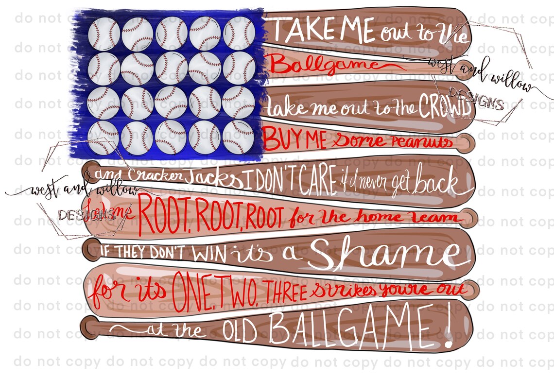 Take Me Out to the Ball Game Baseball Bat Song American - Etsy