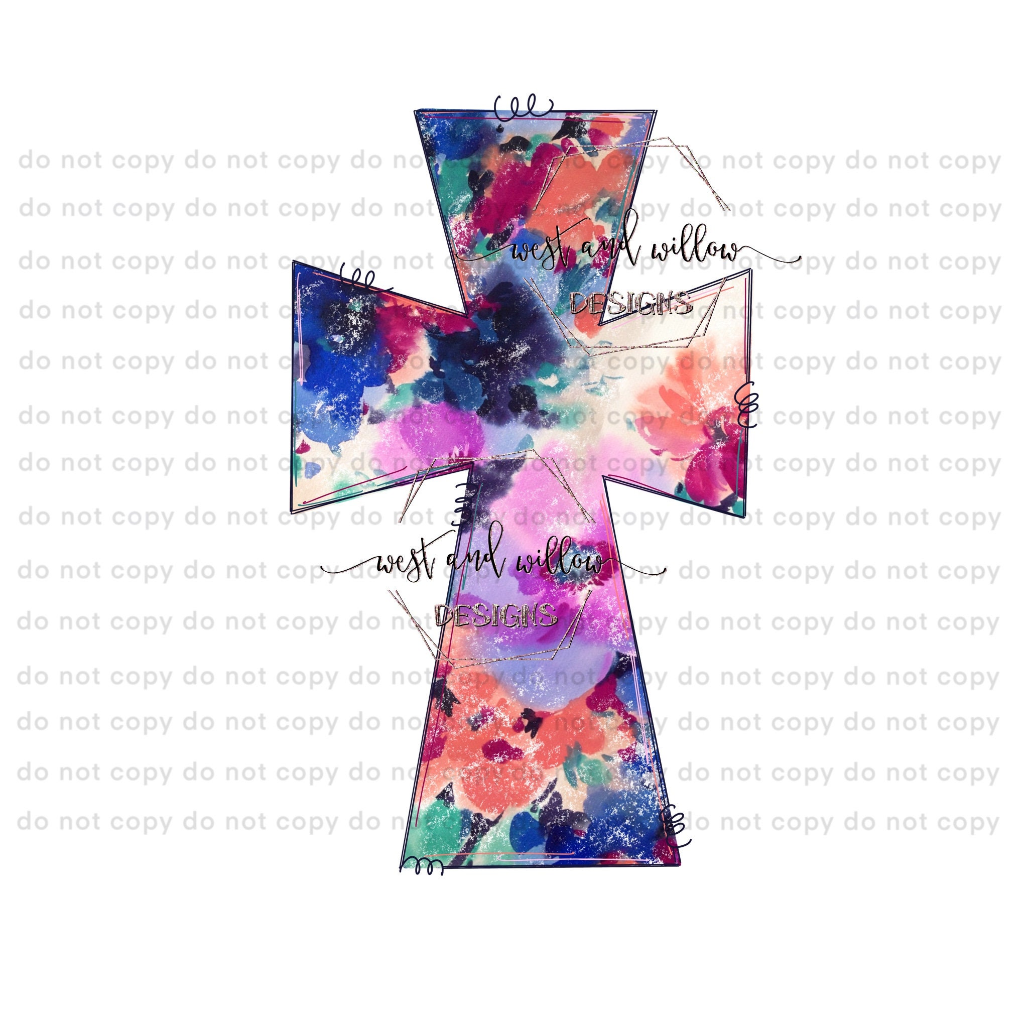 Watercolor Cross Christian Cross Floral Cross Watercolor - Etsy