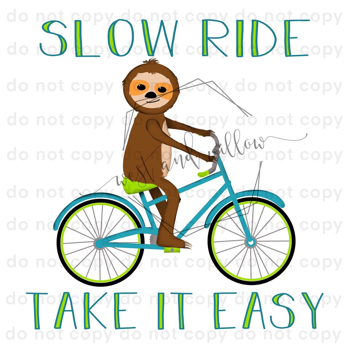 Sloth Sloth on Bicycle Sloth Slow Ride Take It Easy Take It - Etsy