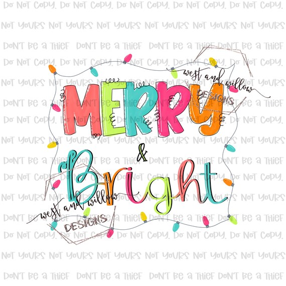 Merry and Bright With Christmas Lights Merry and Bright | Etsy