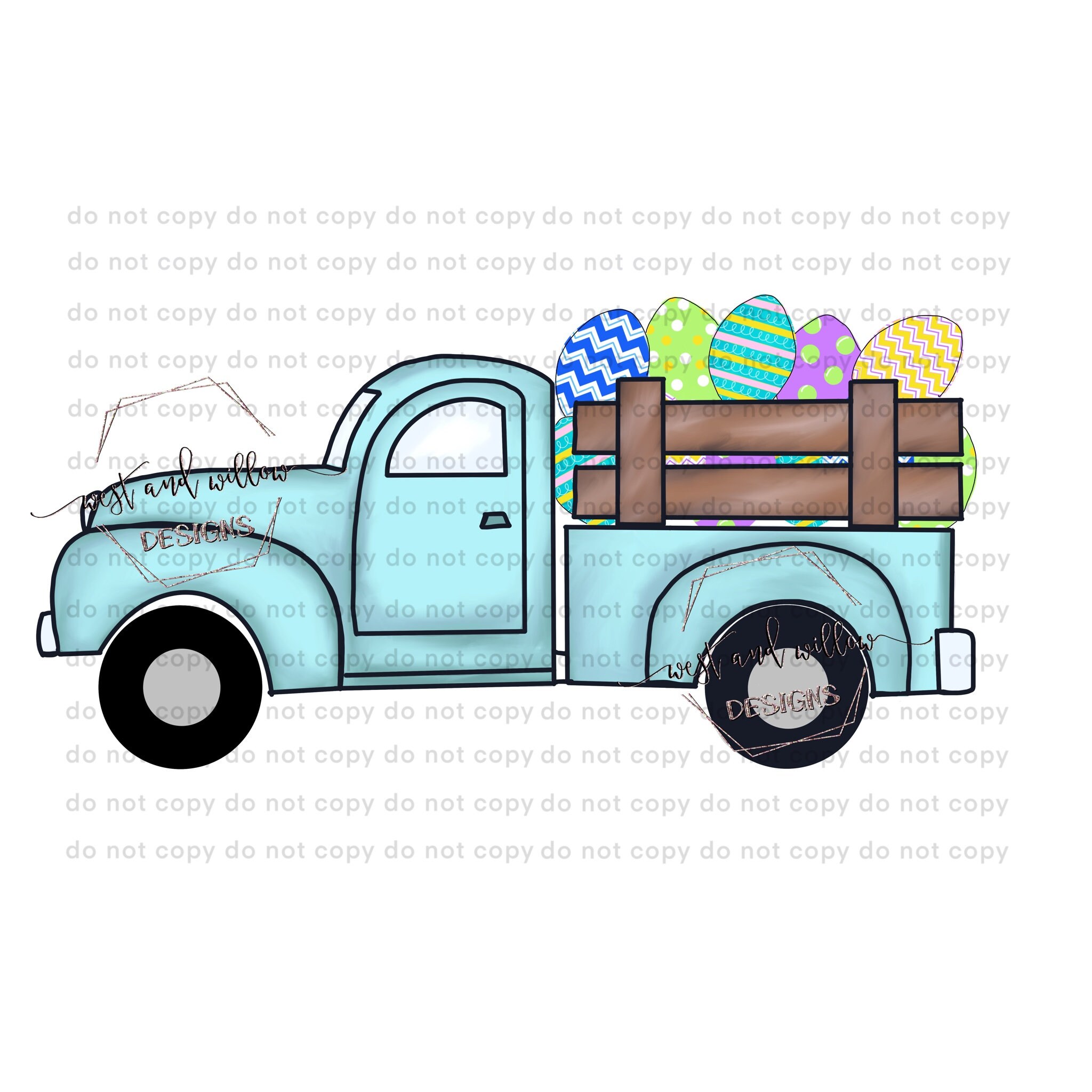 Easter Truck With Eggs Easter Egg Truck Old Truck Blue - Etsy