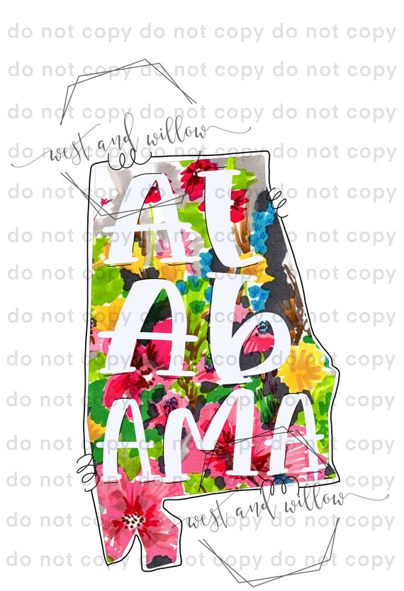 Alabama AL state Alabama state design floral state | Etsy