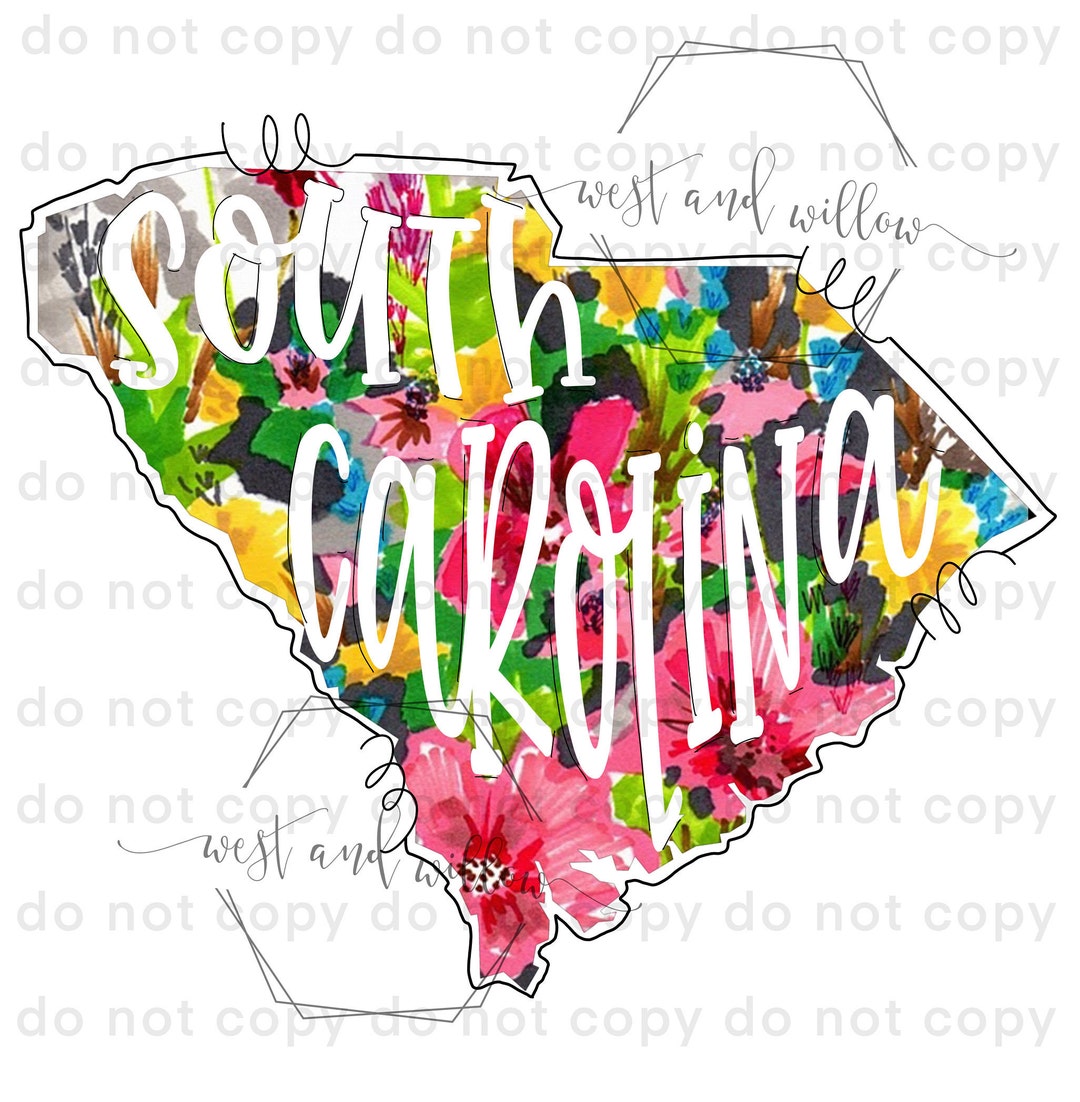 South Carolina SC State South Carolina State Design Floral - Etsy