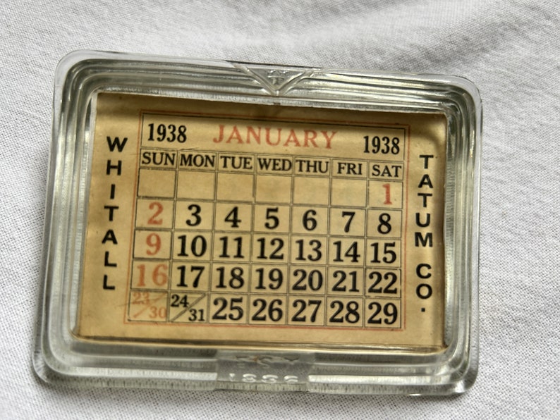 1938 Glass Desk Calendar - Etsy