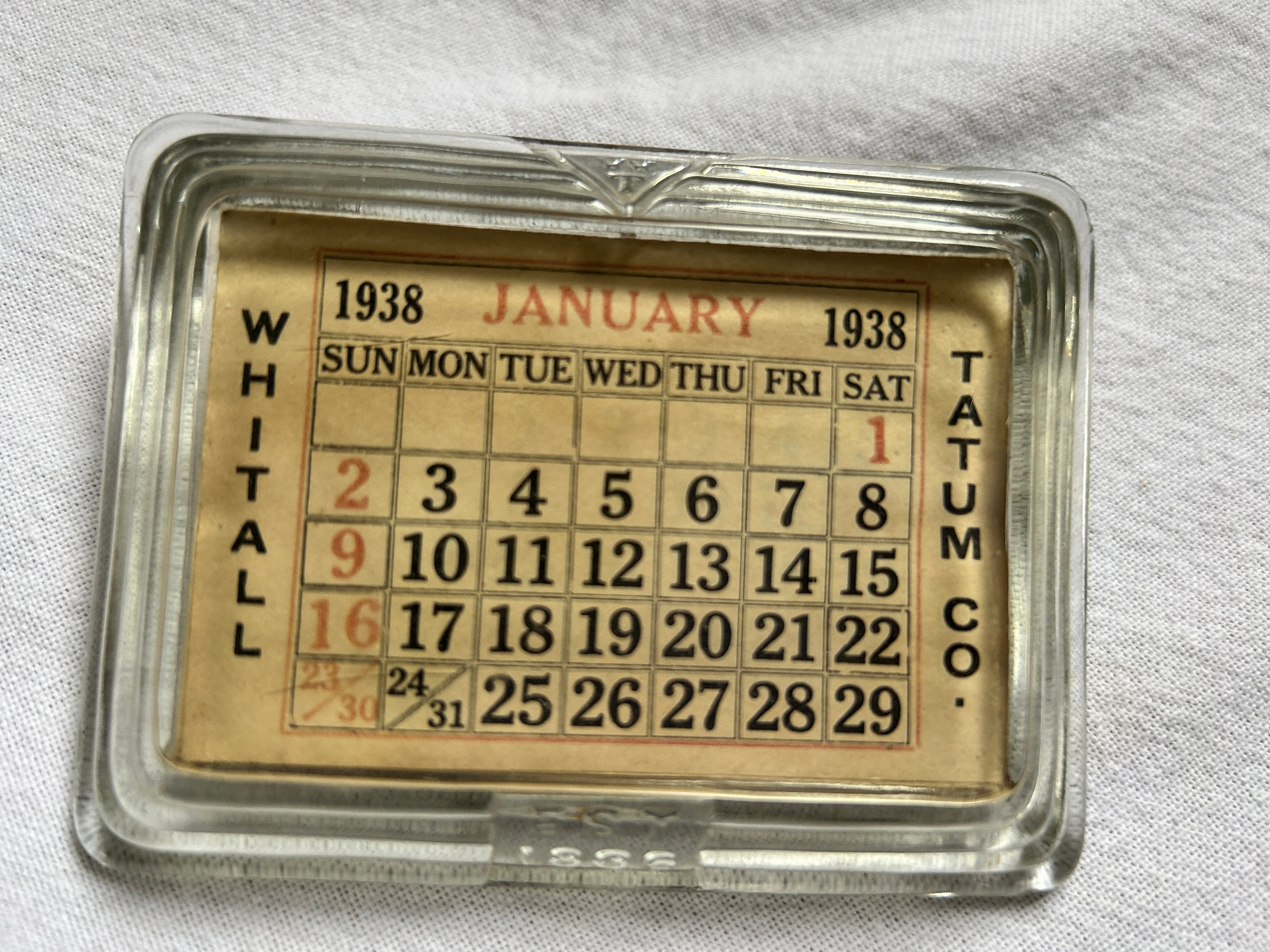 1938 Glass Desk Calendar - Etsy