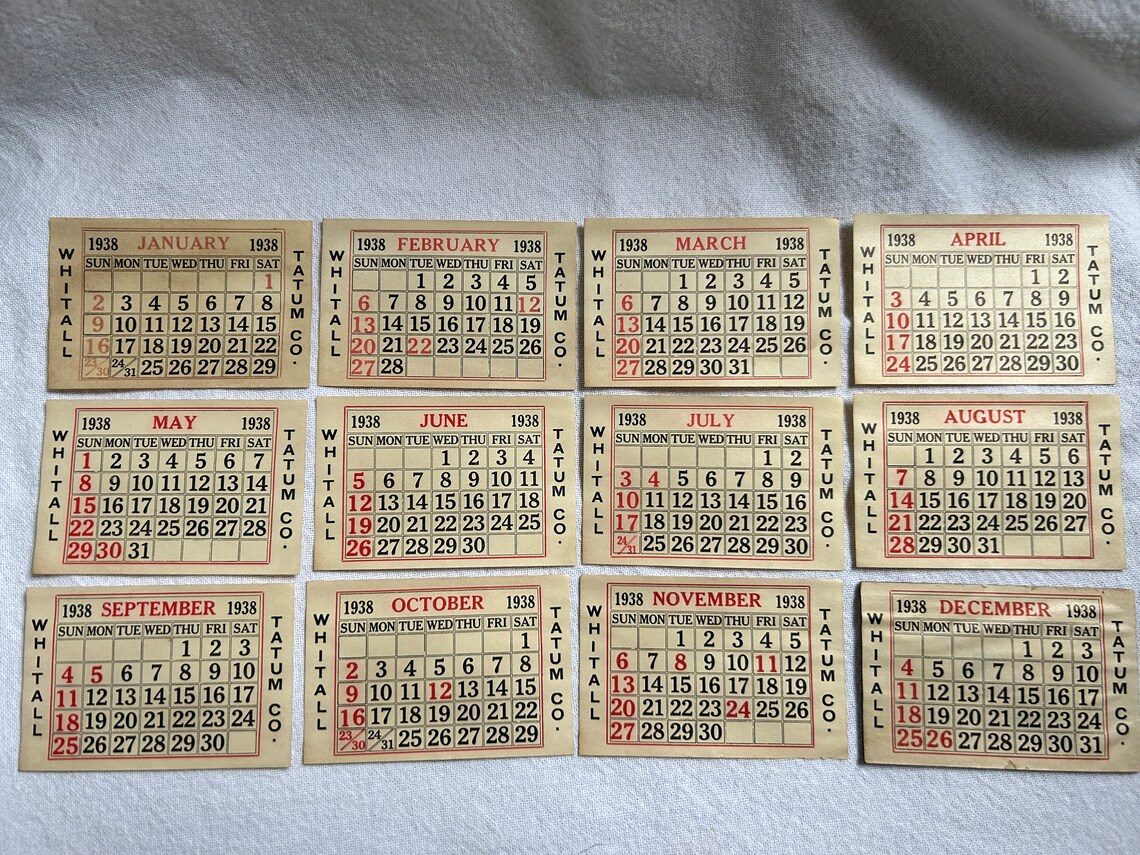 1938 Glass Desk Calendar - Etsy