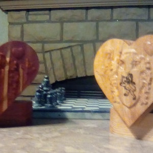 Cedar Heraldry Heart Coin Bank Carved Ornamental Crest and Shield With ...