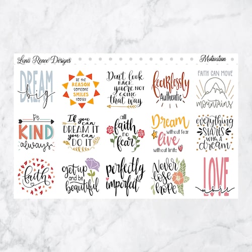 Motivational Quotes Planner Stickers for Erin Condren Life - Etsy