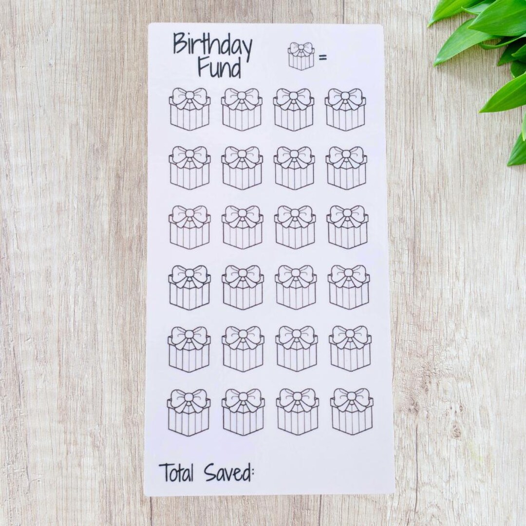 Birthday Fund Savings Tracker | Laminated A6 Cash Envelope Insert ...