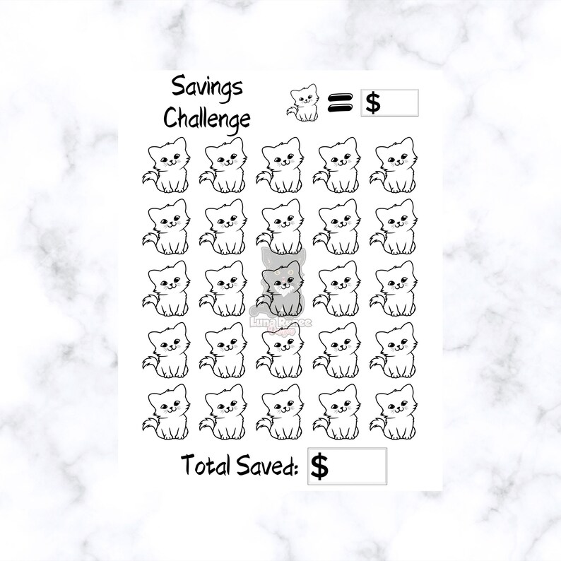 Saving Challenge Printable | Budget & Money Savings PDF | Kitty Design ...